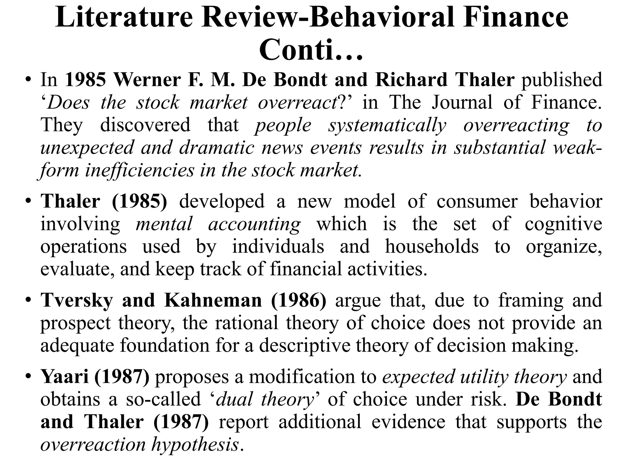 Behavioral Finance Overview | PPTX
