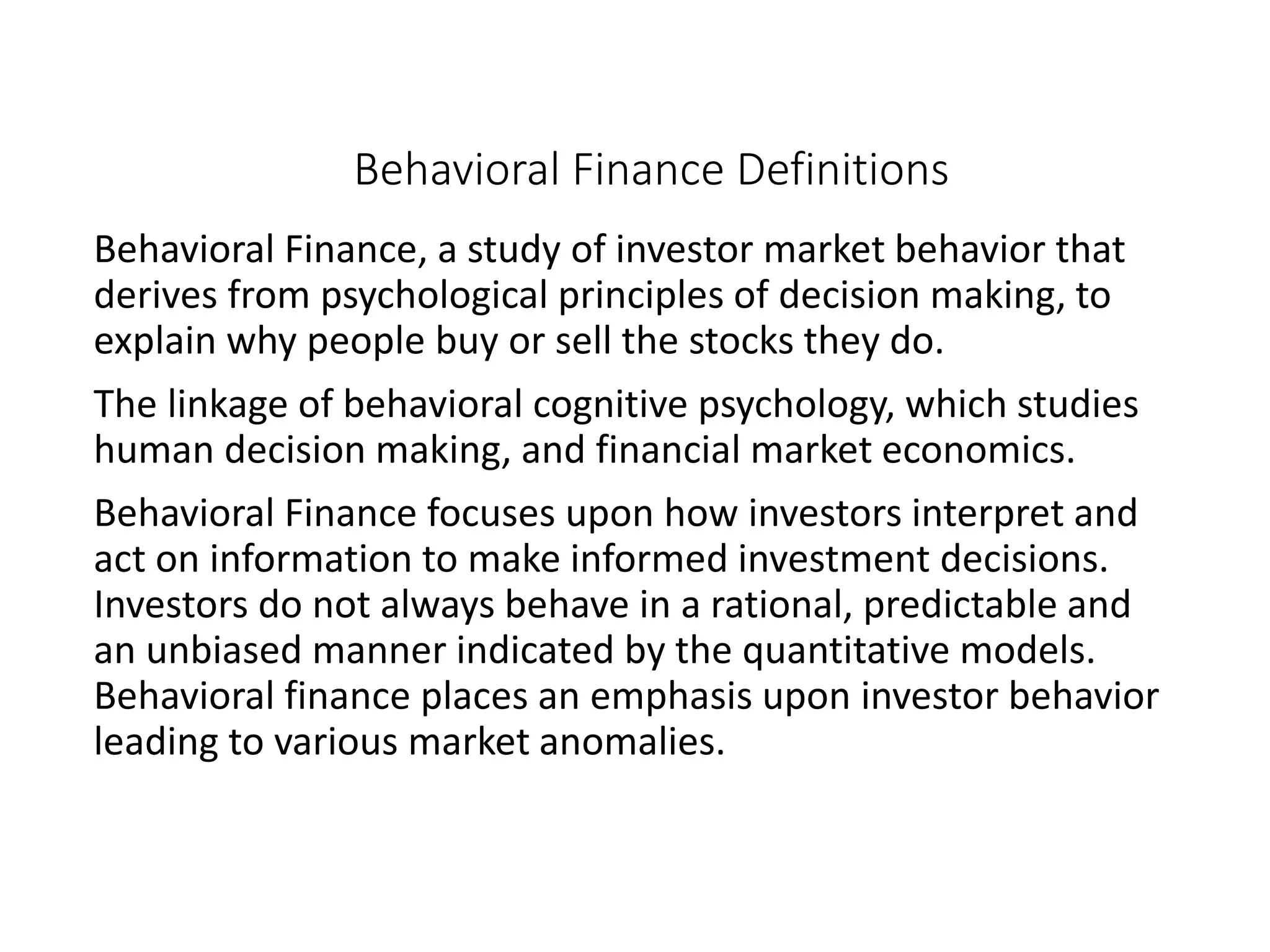 Behavioral Finance Overview | PPTX