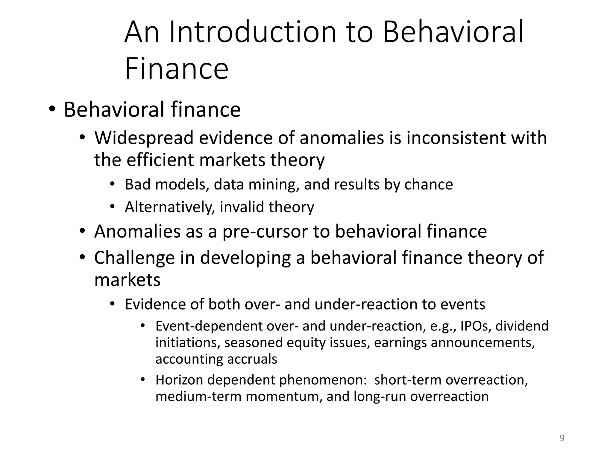 Behavioral Finance Overview | PPTX | Stocks and Bonds | Personal Investing