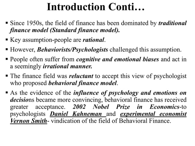 Behavioral Finance Overview | PPTX | Stocks and Bonds | Personal Investing