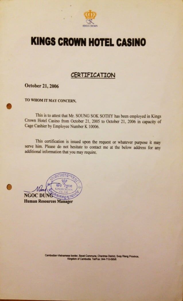 certificate of king Crown Casino | PDF