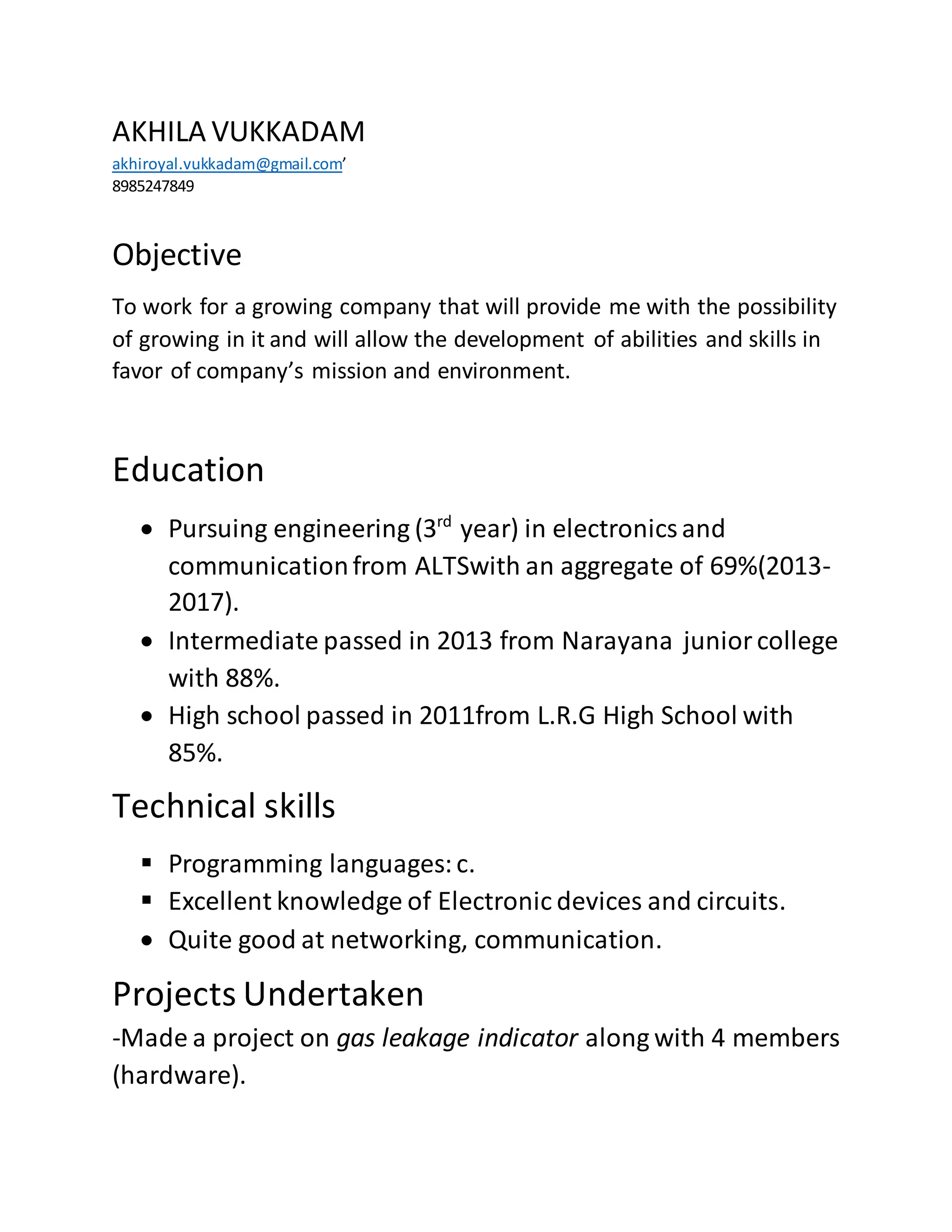 Akhila resume | DOCX