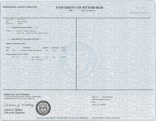 The University of Pittsburgh-Summer Study Transcript | PPT