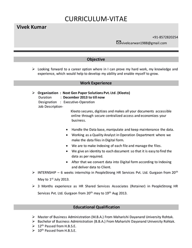 Updated CV Vivek | PDF