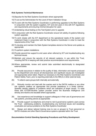 Compliance and Risk Systems Facilitator Job Description | DOC