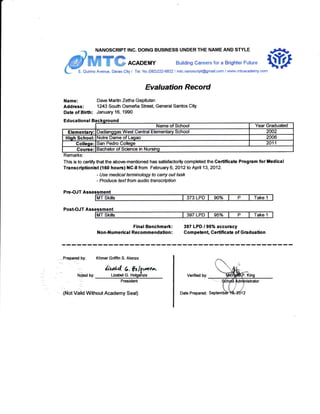 MTC_TOR and Diploma | PDF