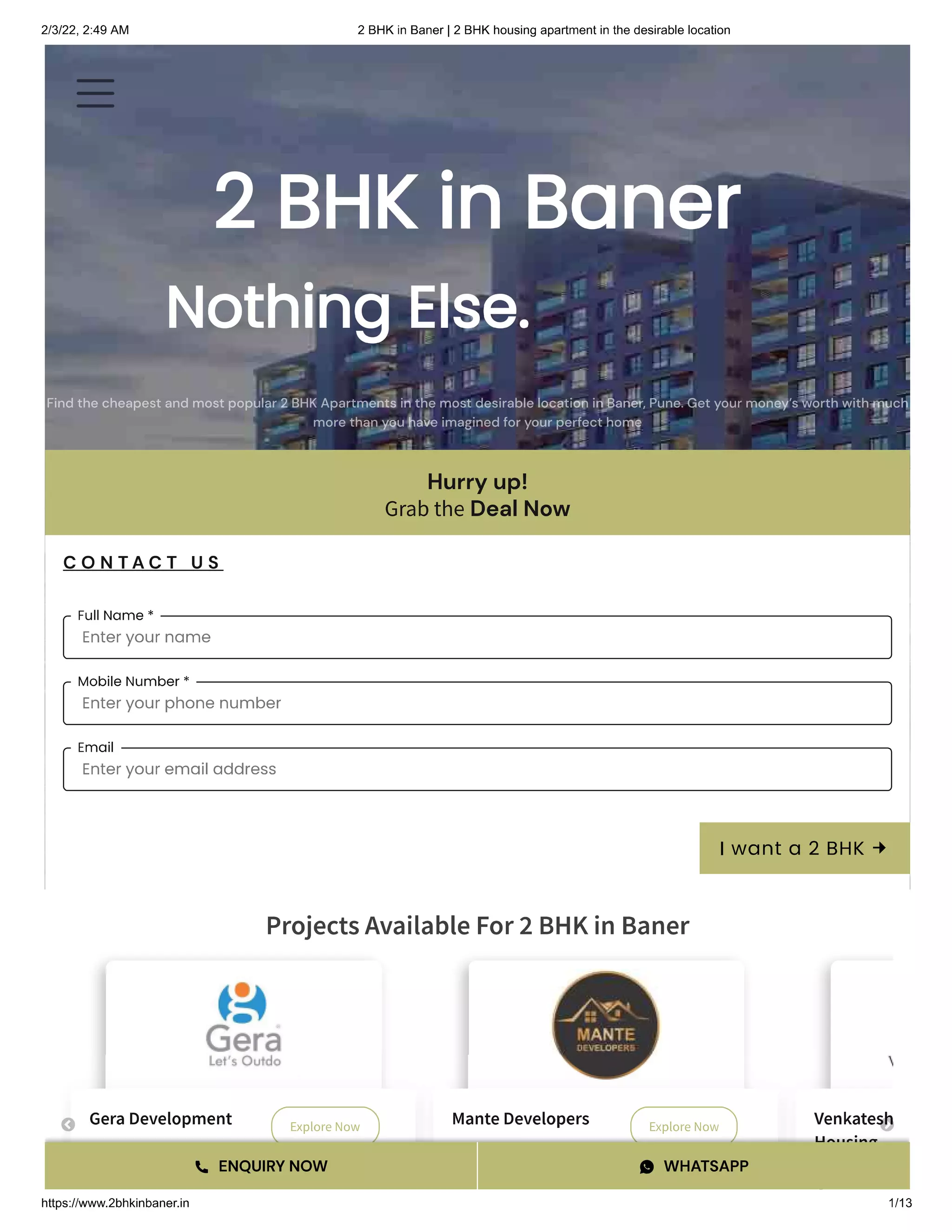 2 BHK in Baner | 2 BHK housing apartment in the desirable location | PDF