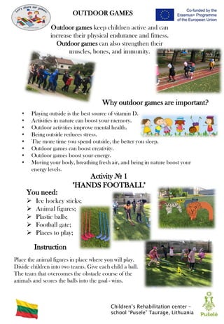 2 Big Outdoor games Project "Let's share our games!" | PDF