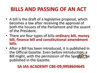 TYPES OF BILLS INTRODUCED IN THE INDIAN PARLIAMENT | PPTX