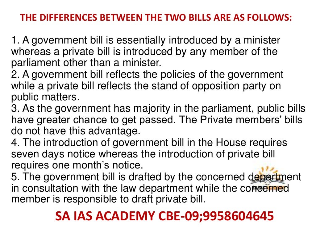 TYPES OF BILLS INTRODUCED IN THE INDIAN PARLIAMENT