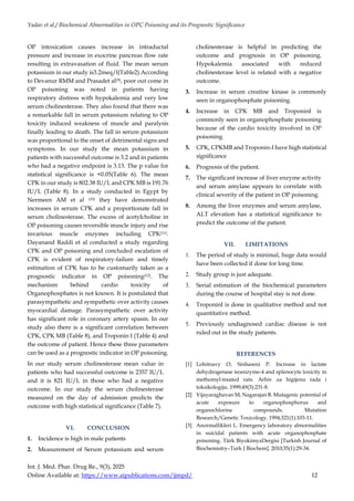 Biochemical Abnormalities in OPS Poisoning and its Prognostic ...