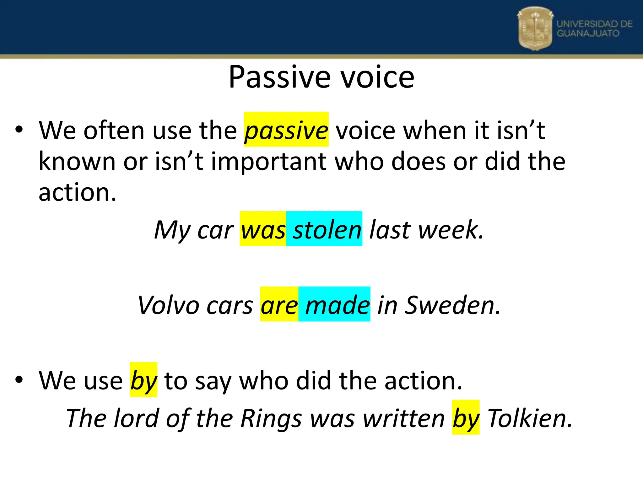 Use of Passive voice in English for Students of University | PPTX