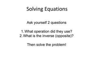 2b solving real world problems equations 3day lesson | PPT