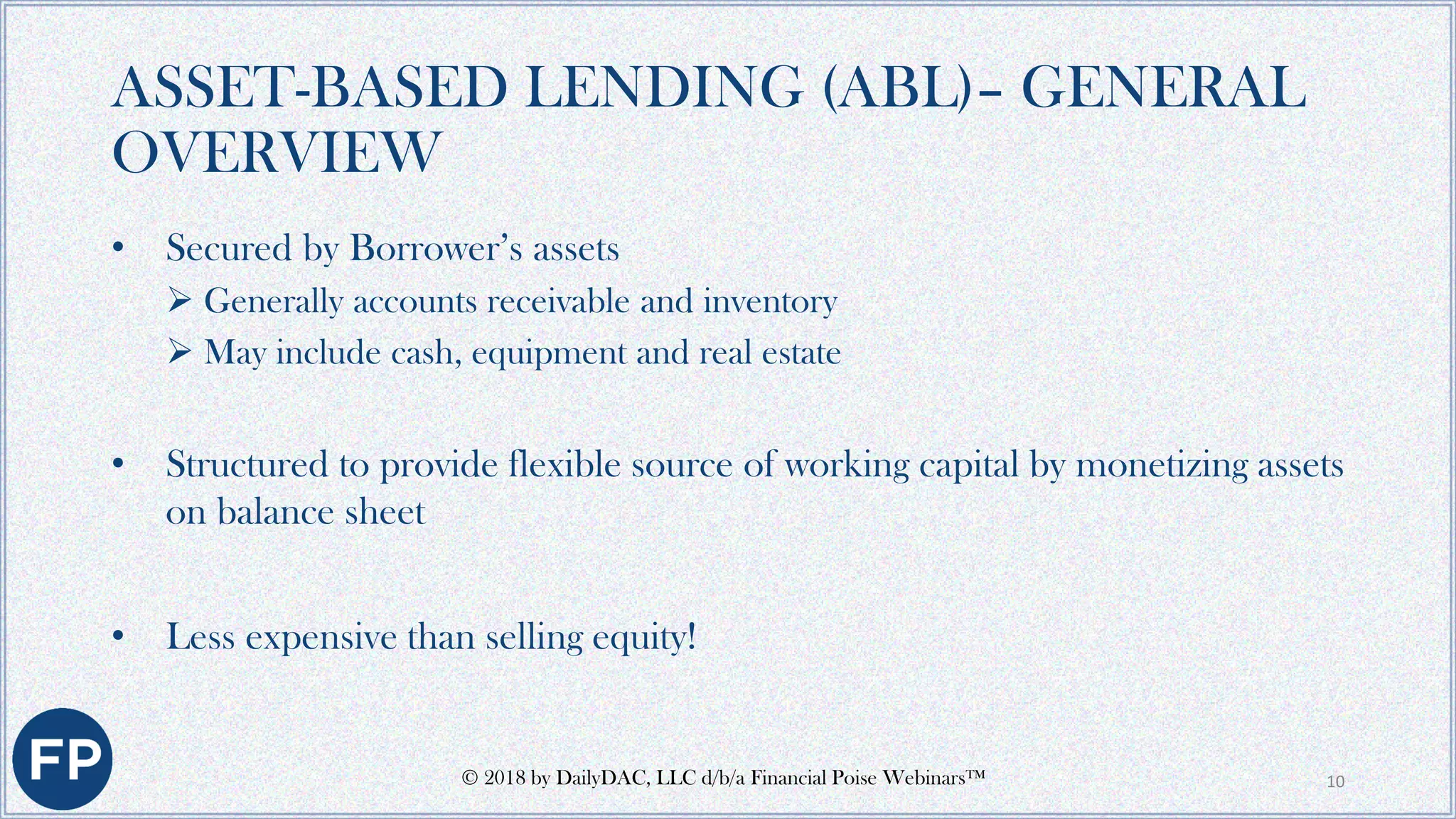 Asset-Based Lending (BUSINESS BORROWING BASICS 2018) | PDF