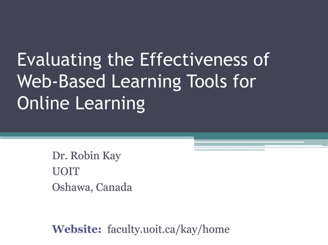 Evaluating Web-Based Learning Tools | PPT