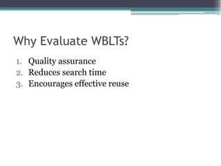 Evaluating Web-Based Learning Tools | PPT