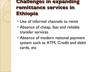 Expanding Remittance Flows in Ethiopia: Challenges and Prospects | PPT