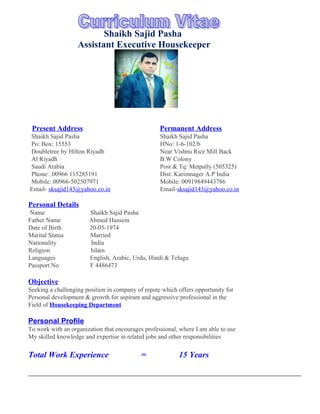 Curriculum Vitae Sajid AEH | PDF