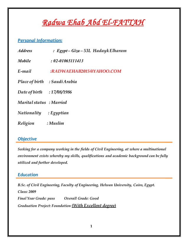 Radwa CV | DOCX