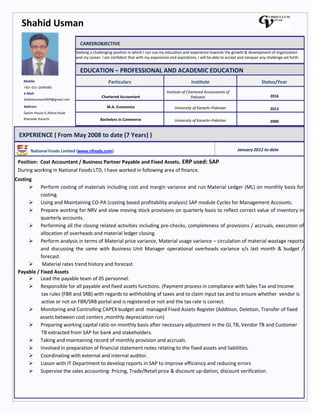 CV - Shahid Usman | PDF