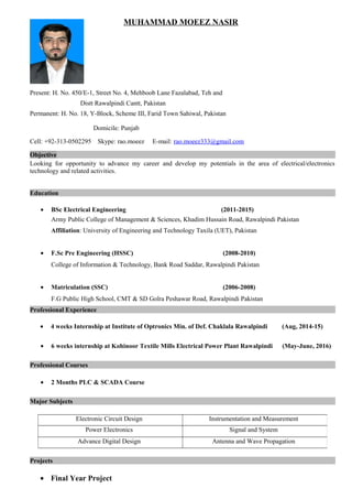 CV Moeez | DOC | Programming Languages | Computing