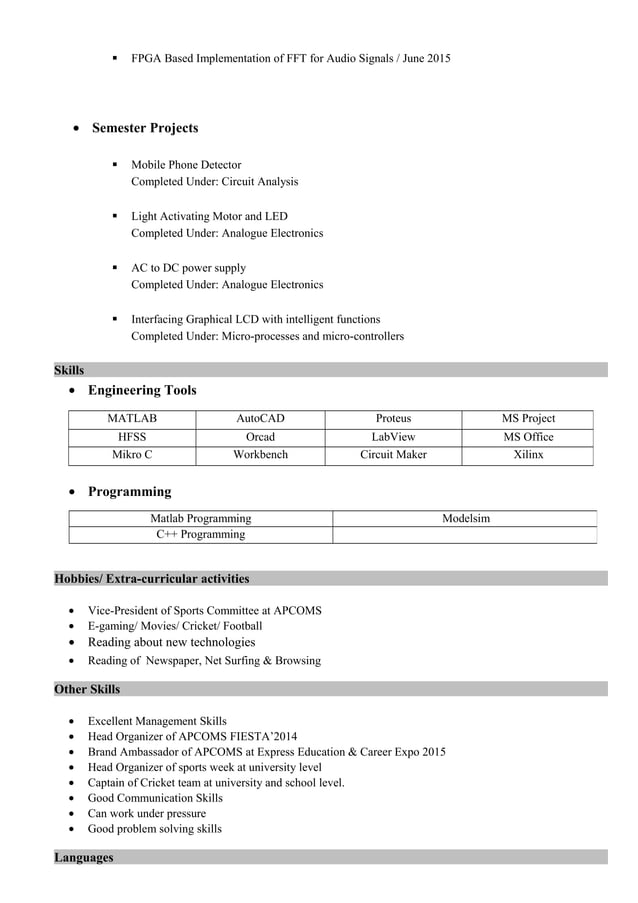 CV Moeez | DOC | Programming Languages | Computing