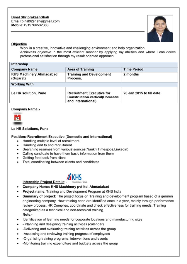 Binal_cv_2015 | PDF | Resume Writing and Advice | Job Search