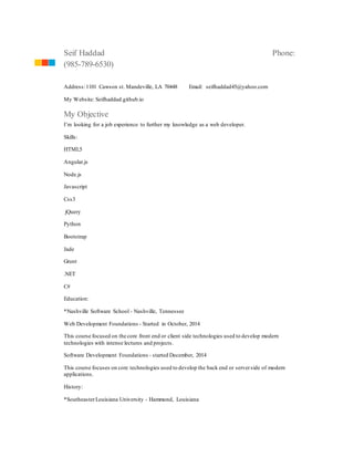 RESUME.word | Web Development | Internet
