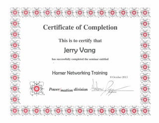 Horner Networking Training Certificate of Completion | PPT