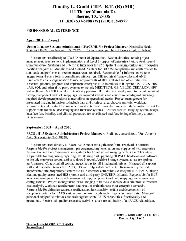 Timothy L Gould Resume 2016 | PDF