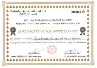 Vijaya Kumar certificate Petrofac | PDF