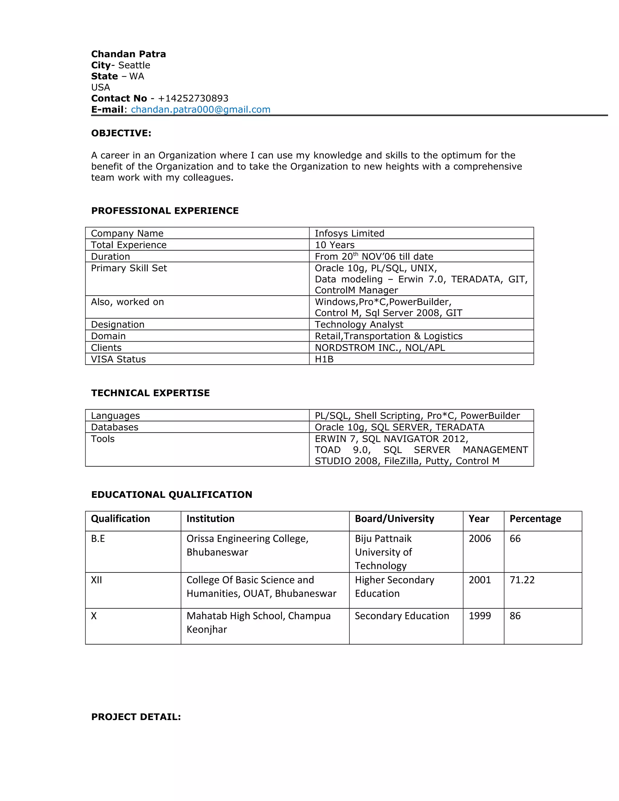 Resume | DOC | Databases | Computer Software and Applications