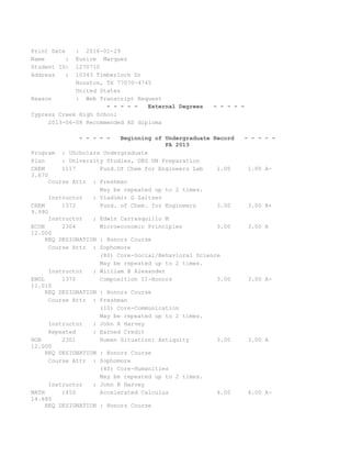 Unofficial Transcript | PDF | Undergraduate Education | College Education