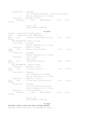 Unofficial Transcript | PDF | Undergraduate Education | College Education