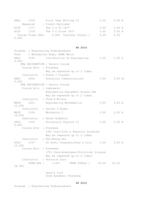 Unofficial Transcript | PDF | Undergraduate Education | College Education