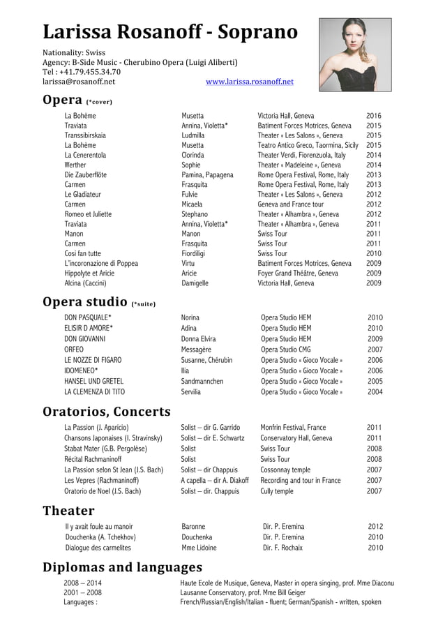 Cv Larissa Rosanoff 2016 English Pdf Classical Music Music