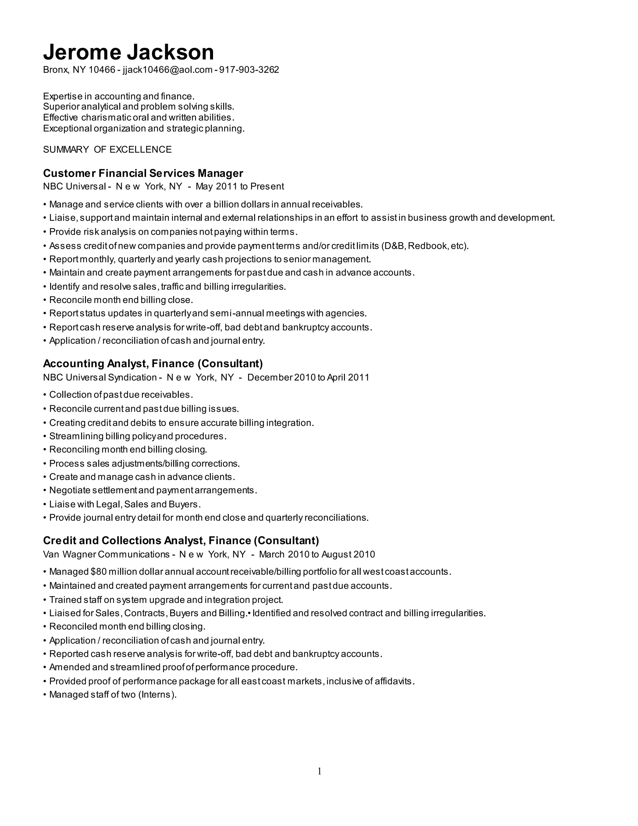 Jerome Jackson professional resume 10-7-16 | DOCX