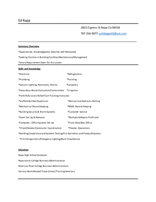 Ed Rapp New Resume Revised July 2016 | PDF