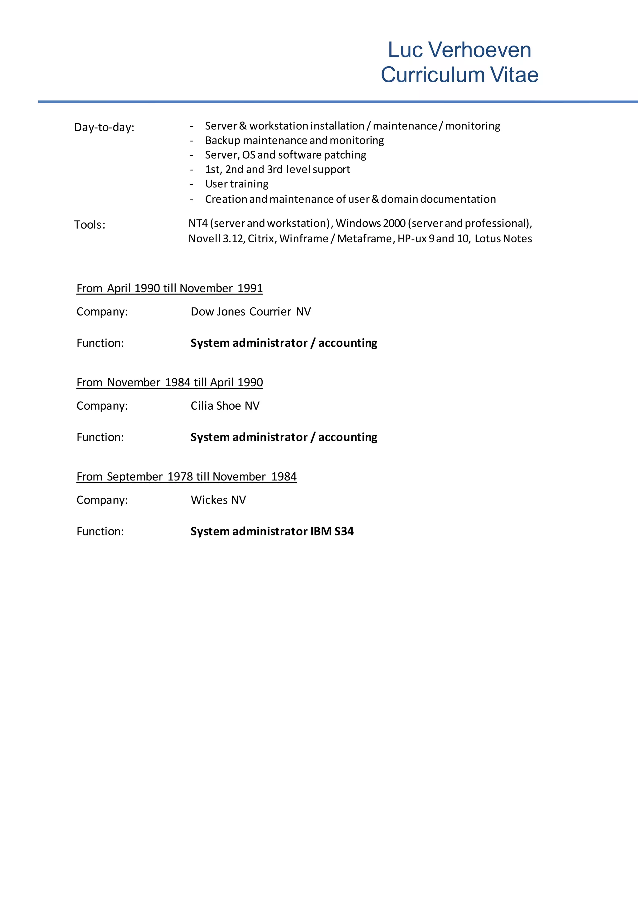 CV & skill matrix - English | DOCX