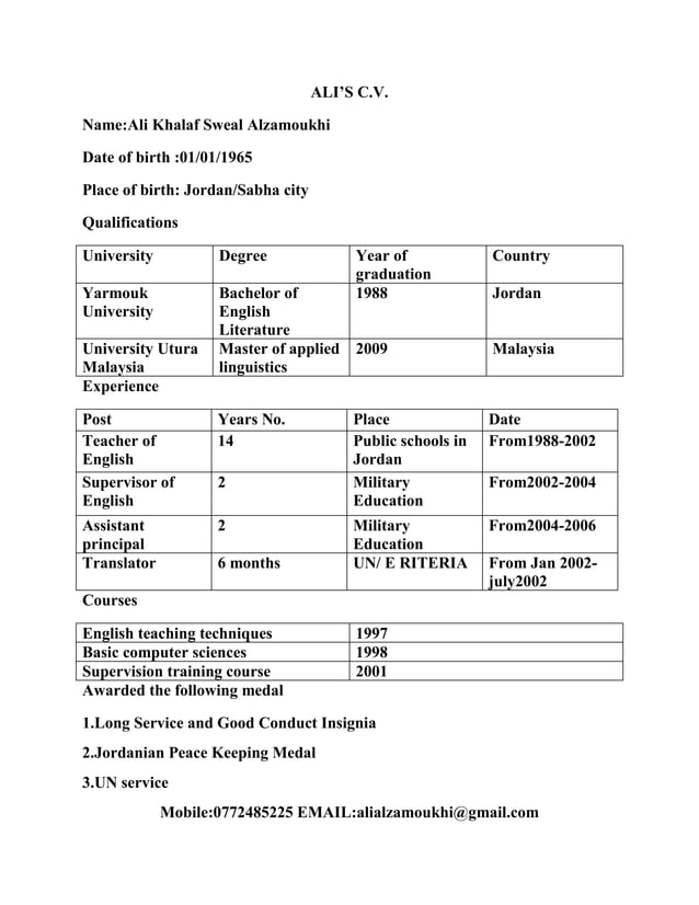 ALI CV 2 | PDF