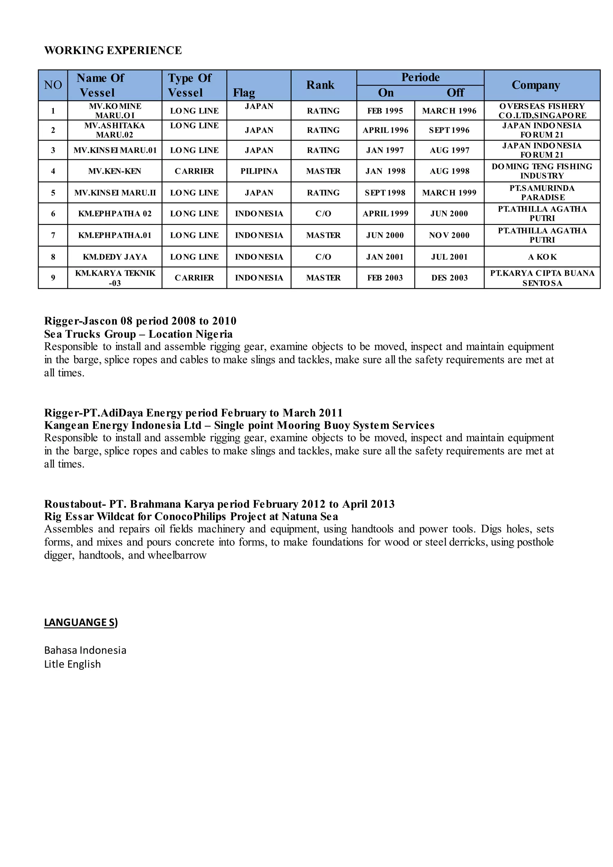 My CV for Offshore F | DOCX