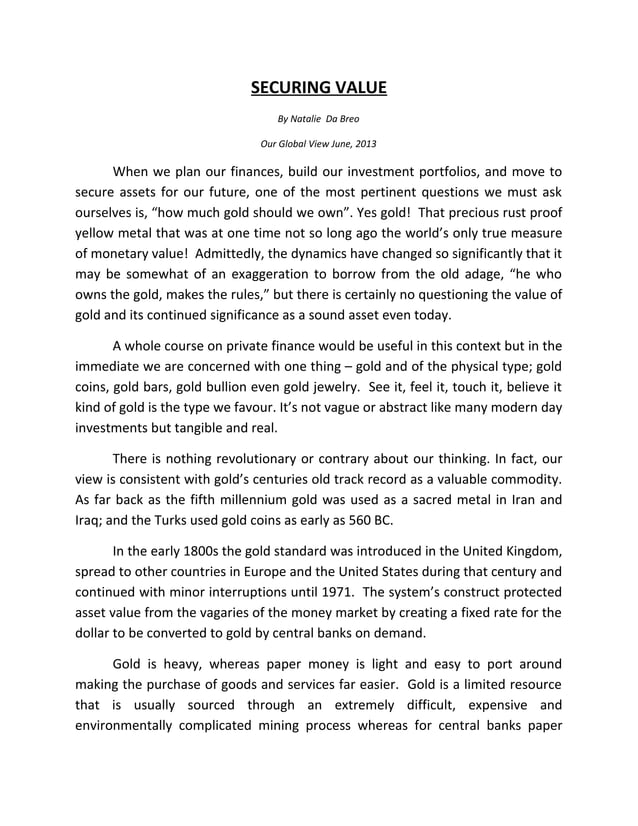 SECURING VALUE | PDF SECURING VALUE | PDF