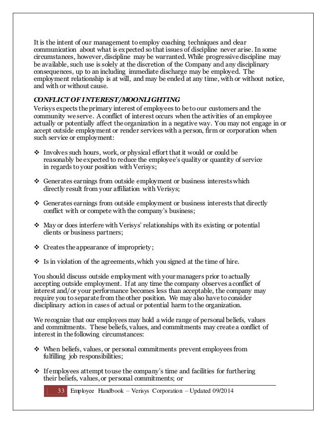 Employee Handbook September 2014 without Washington State - Revised