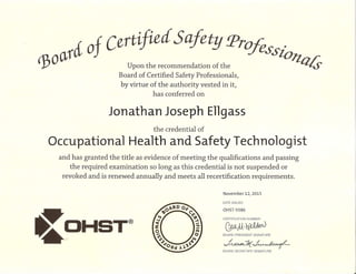 OHST Cert Nov 2015 | PDF