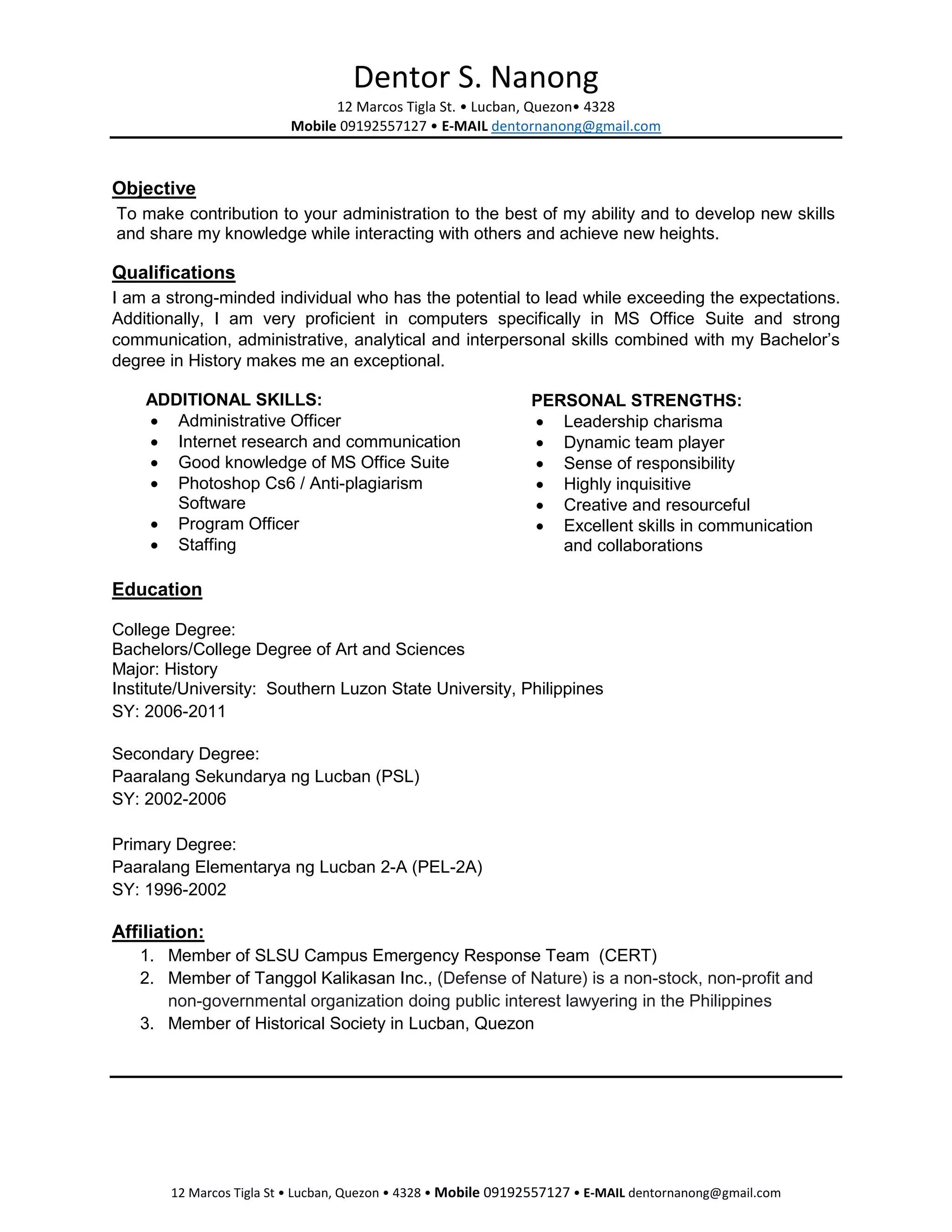 CV Dentor nanong 2 | PDF