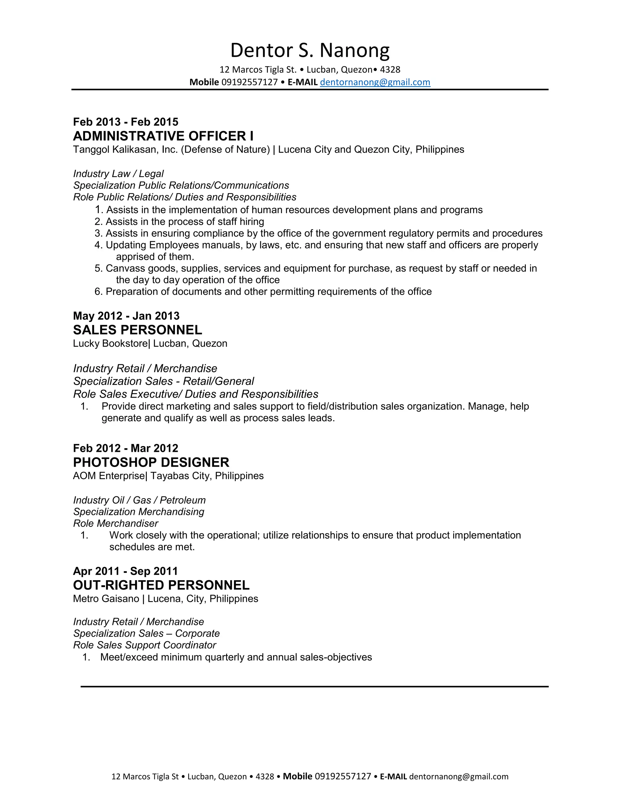 CV Dentor nanong 2 | PDF