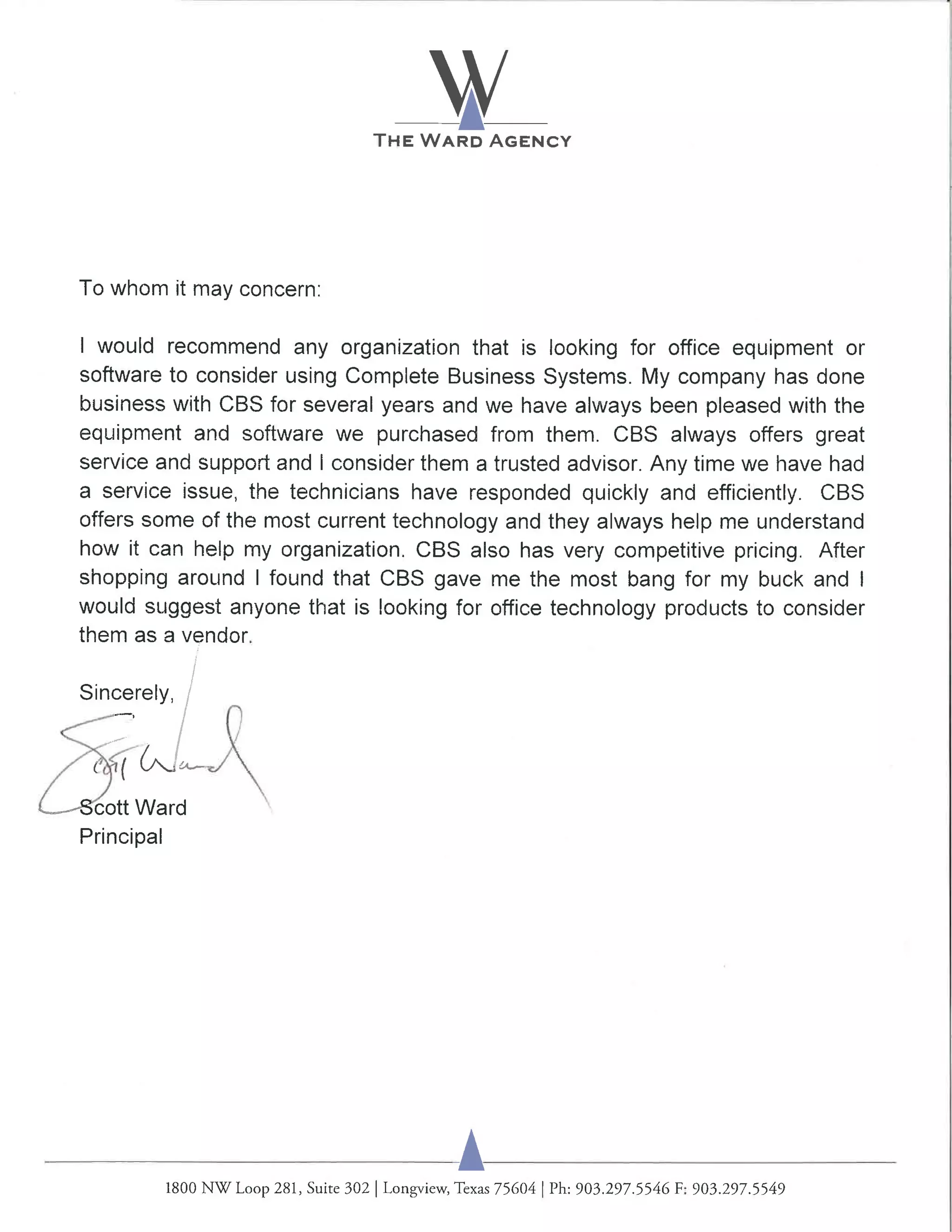 CBS-reference letter the ward agency | PDF