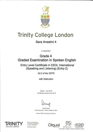 CERTIFICATION TRINITY EXAM - Level 4 | PDF