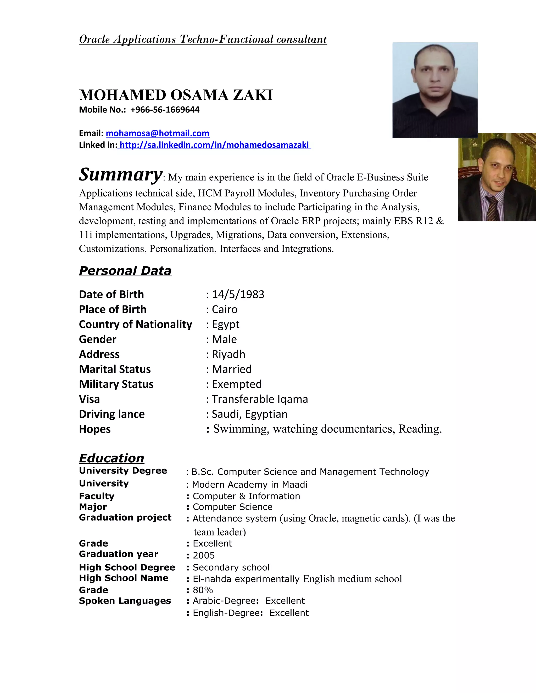 mohamed Osama CV 19sep2016 | PDF