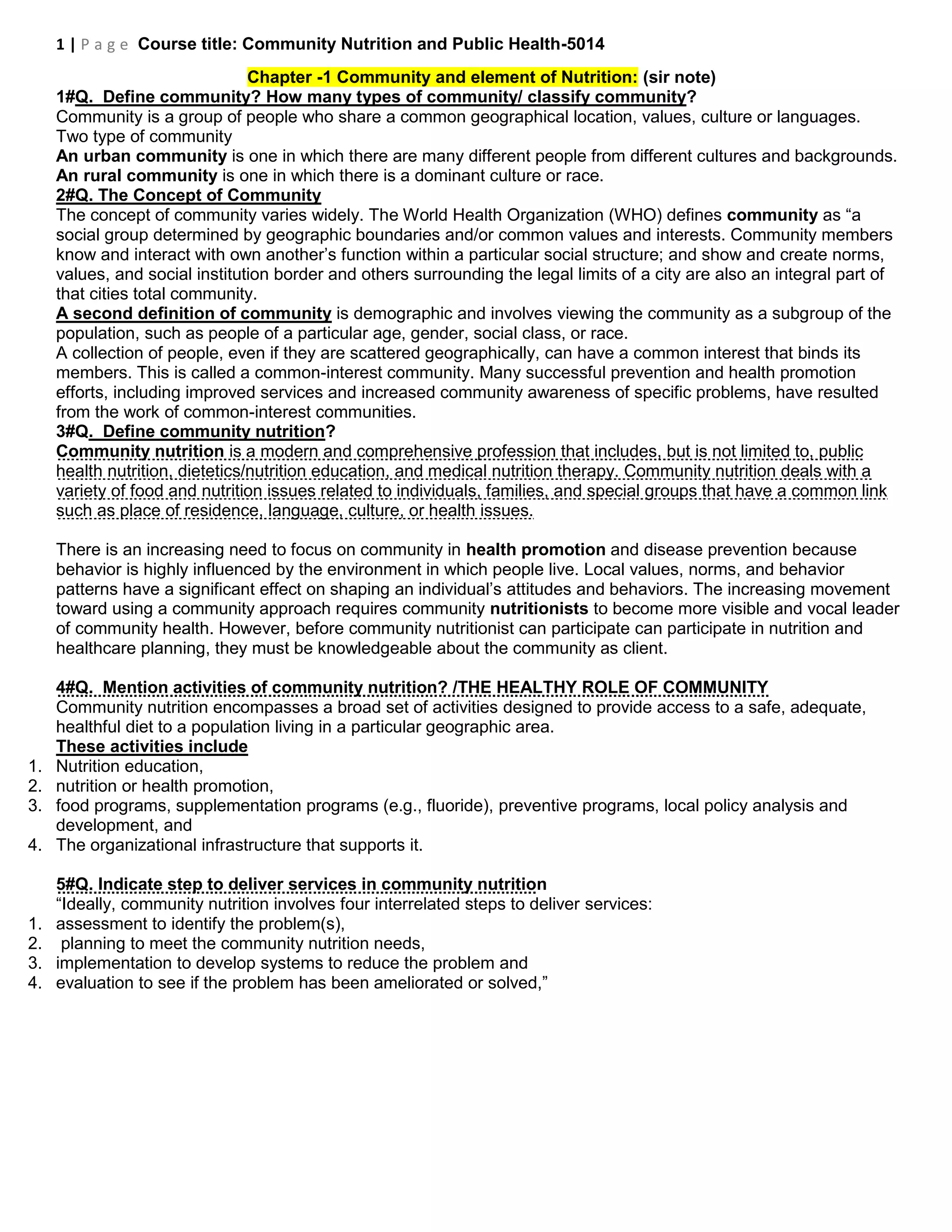 community nutrition & public health_QA_Final | PDF
